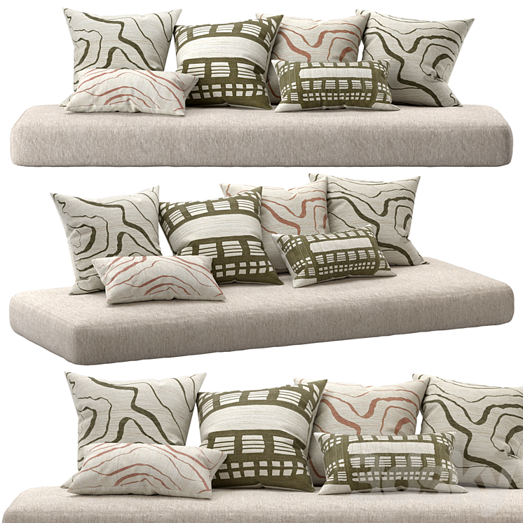 Window seat with cushions by Lulu and Georgia - Pillows - 3D model