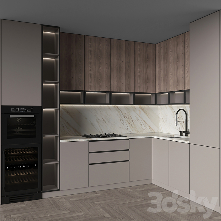 Modern Kitchen 159 (Corner Kitchen) - Kitchen - 3D model