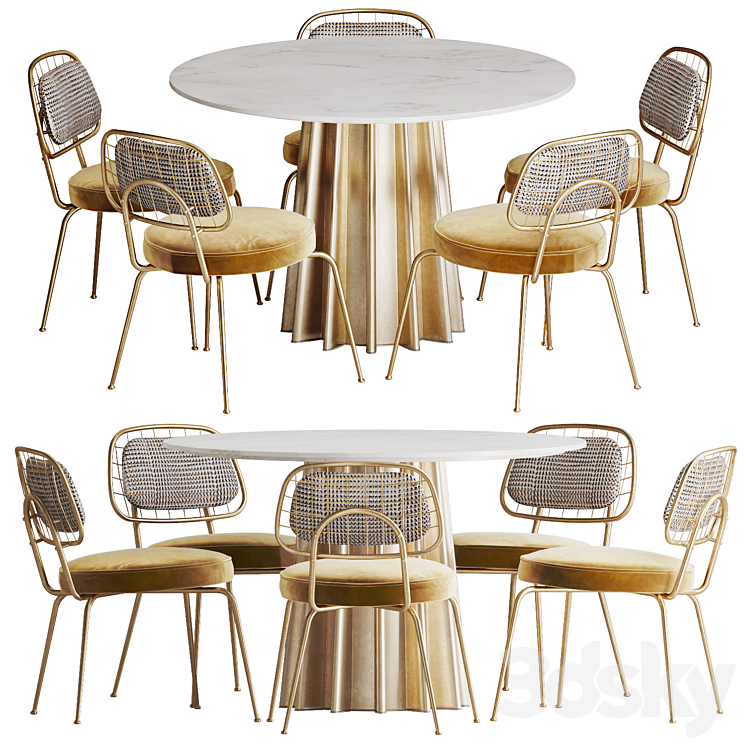 BRILLON CHAIR and LAZEY Table Set - Table + Chair - 3D model
