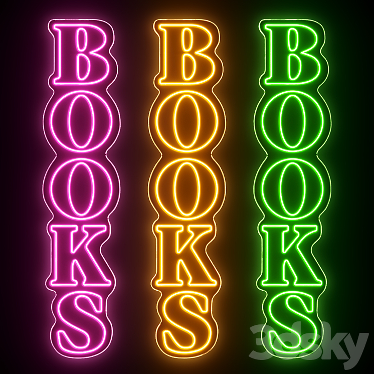 Books Neon Sign - Neon - 3D model