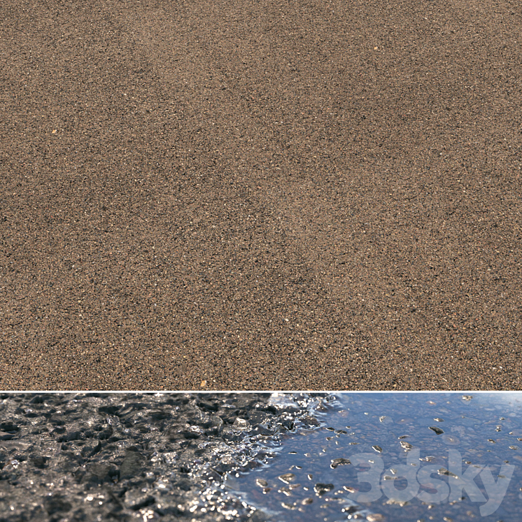 Wet asphalt material 07 8k seamless PBR - Stone - 3D model