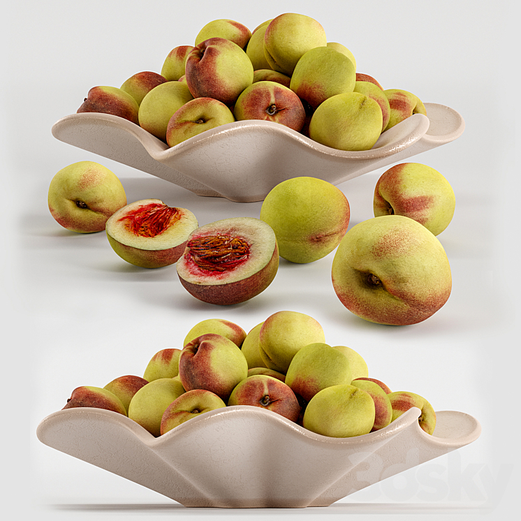 Peach plate - Food and drinks - 3D model