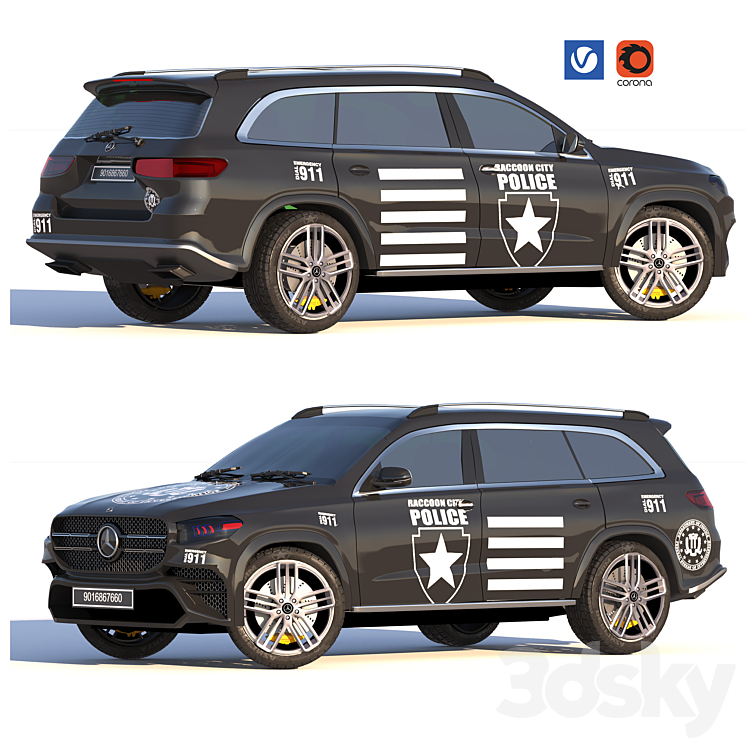 BENZ-GLS police car - Ground Transport - 3D model