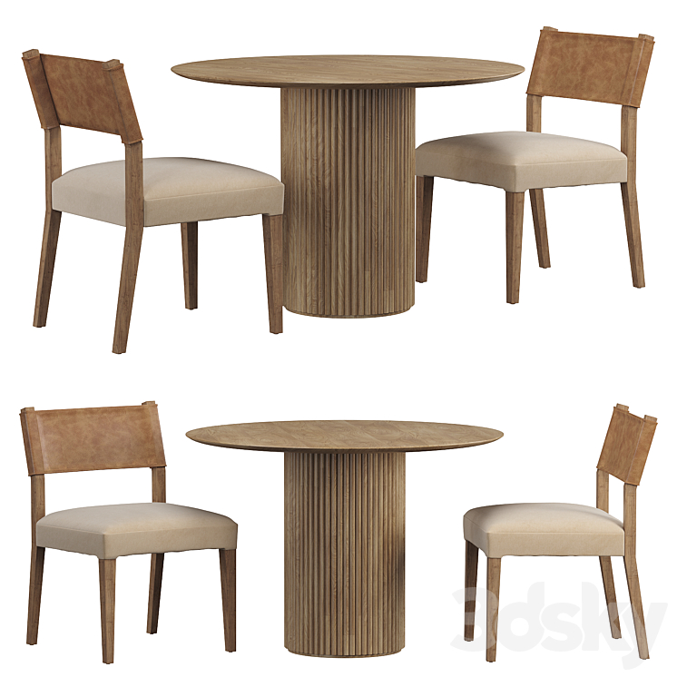 Ferris Dining table Winchester Beige - Table + Chair - 3D model