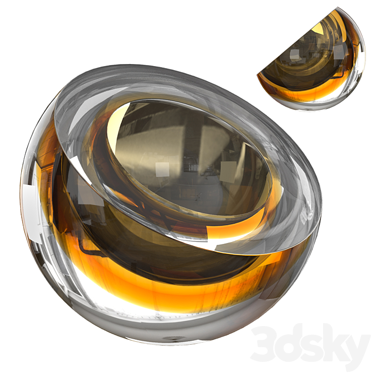 Fume Amber Diagonal Drop Bowl - Vase - 3D model