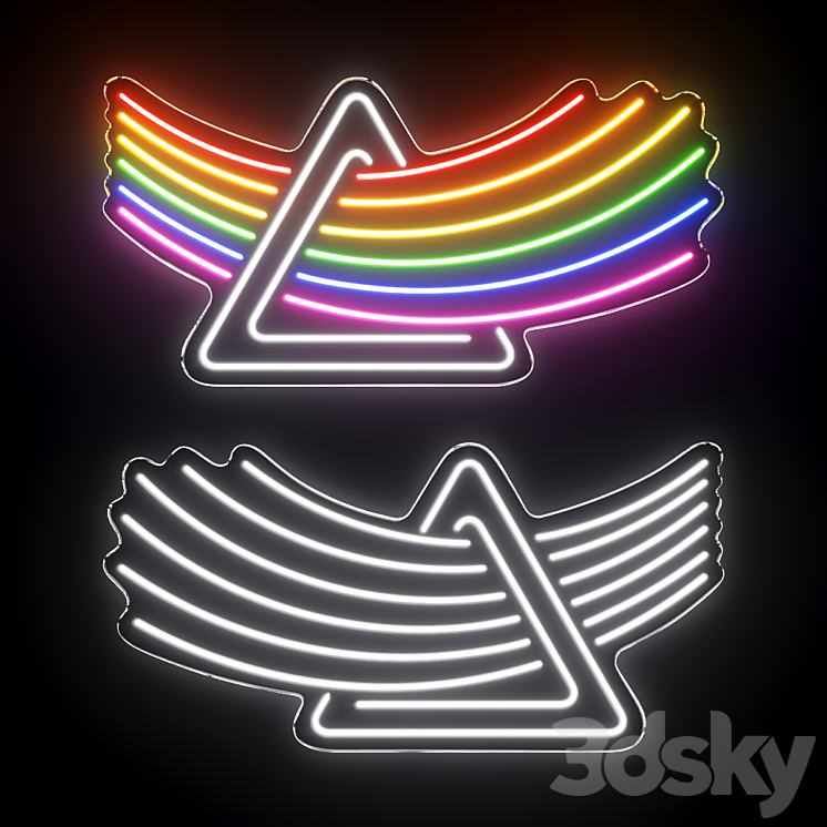 Rainbow in Triangle Neon Sign - Neon - 3D model