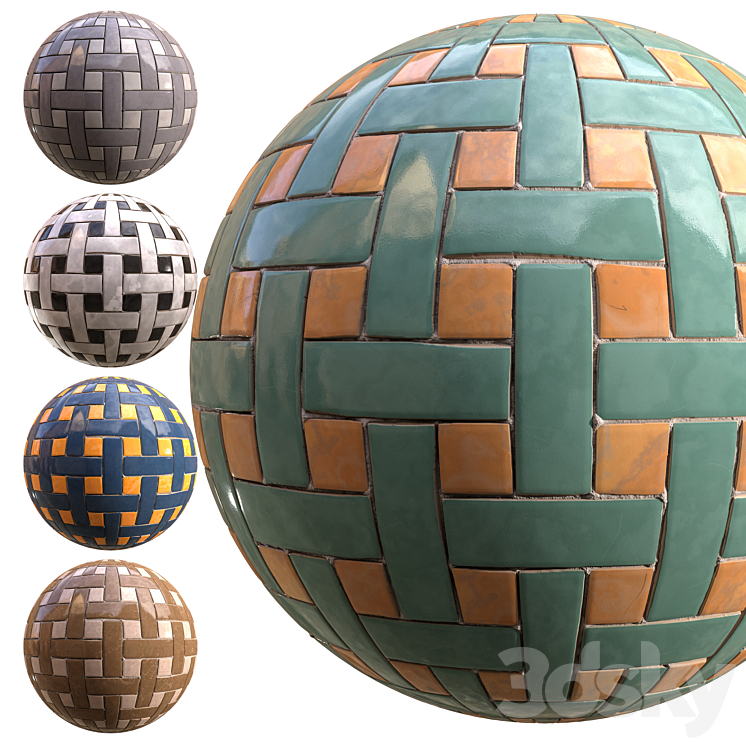 checkerboard tile PBR 4K texture set 005 - Tile - 3D model