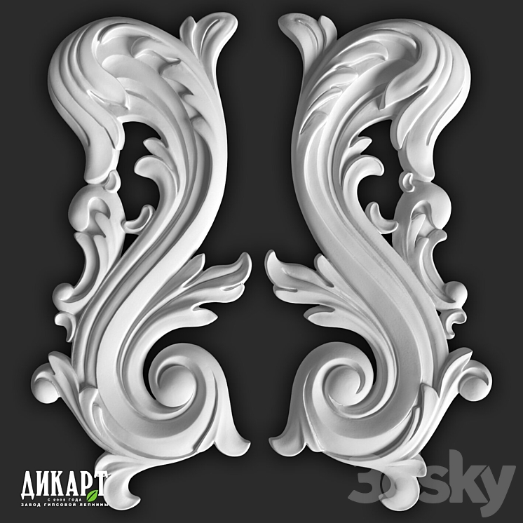 Dikart Ds-477 361x165x22mm - Decorative plaster - 3D model