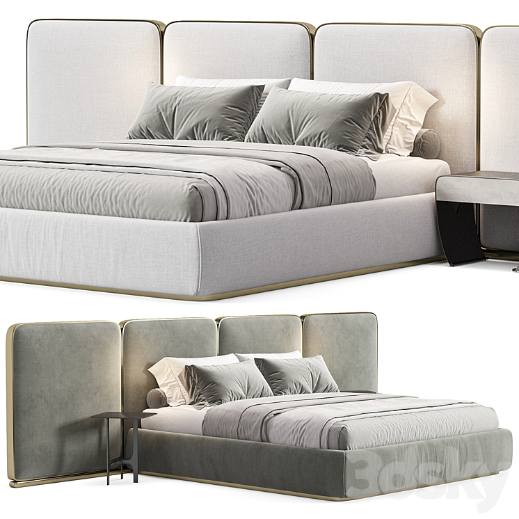 Gem Upholstered King Queen Bed 2 - Bed - 3D model