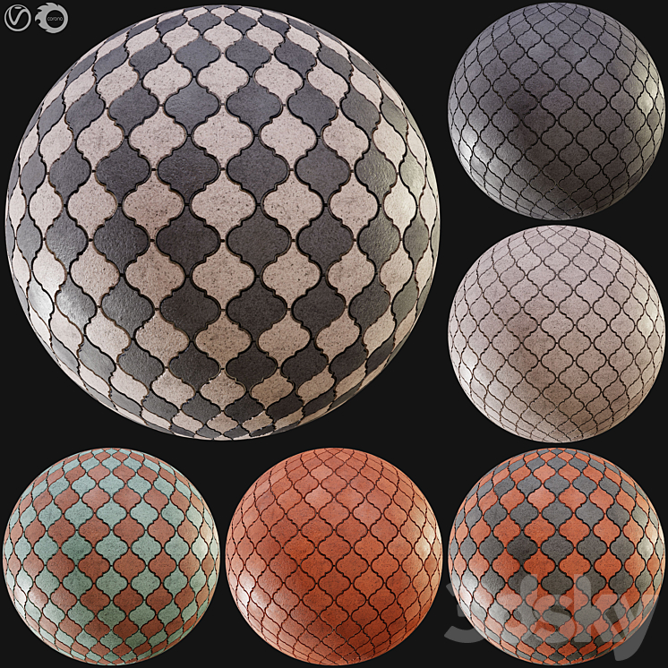 Pavement PBR Material Vol 03 - Tile - 3D model