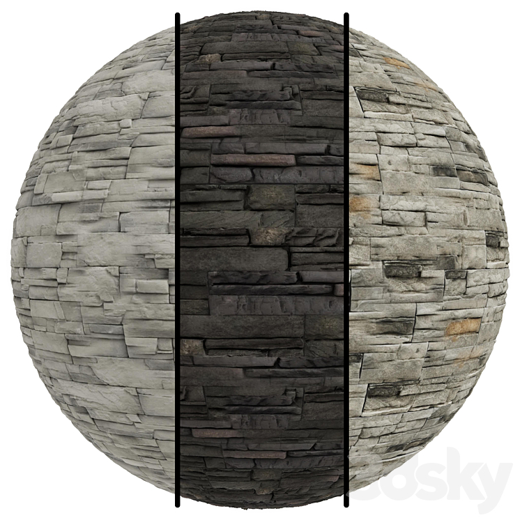 FB801 Slate Stacked Stone Wall Tile | 3mat | 4k | PBR - Stone - 3D model
