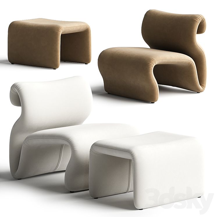 Etcetera Easy Chair with Footstool - Arm chair - 3D model