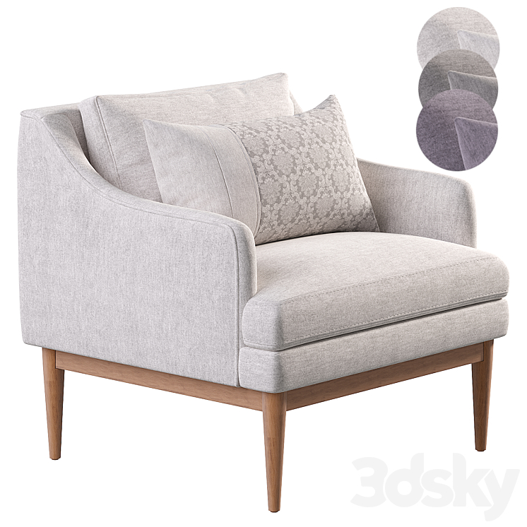 Howell Chair with Wood Base - Arm chair - 3D model