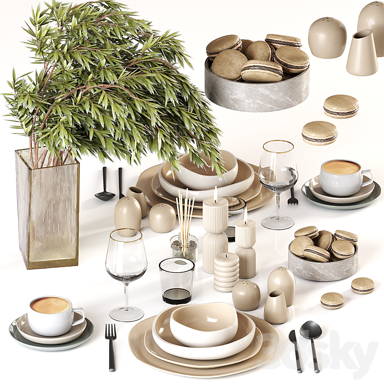 Tableware Set 020 - Tableware - 3D model