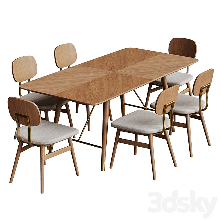 Dining chair Capet Mid-Century - Table + Chair - 3D model