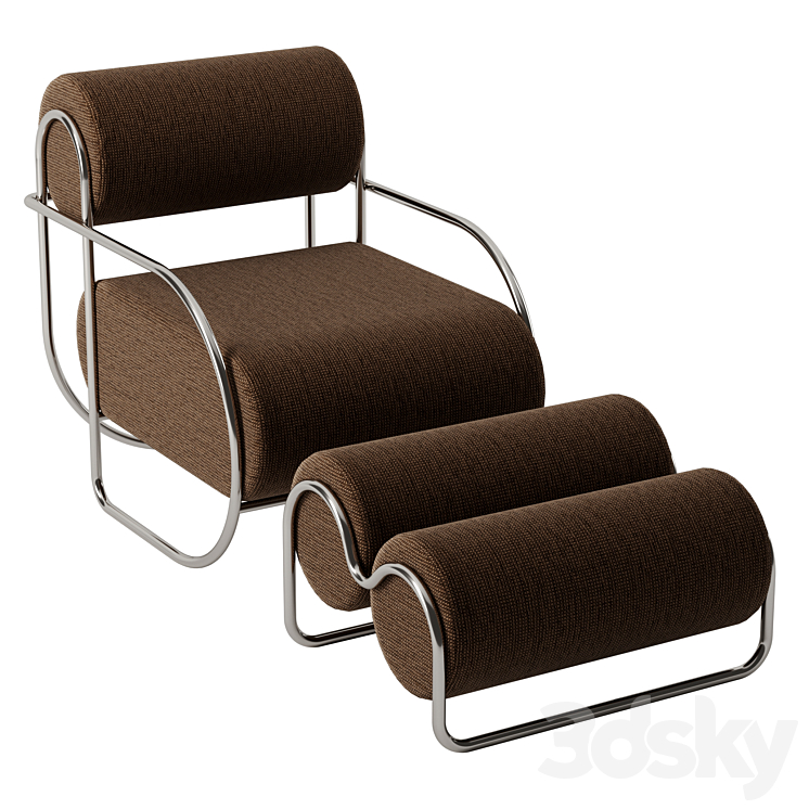 Chromeo Chair & Ottoman by Sarah Ellison - Arm chair - 3D model