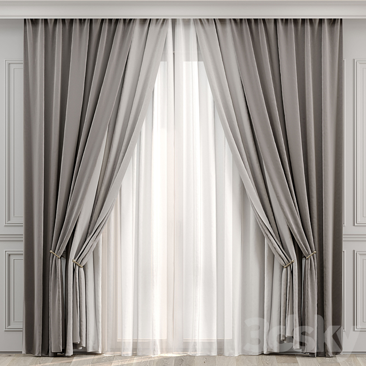 Curtains with moldings 527C - Curtain - 3D model