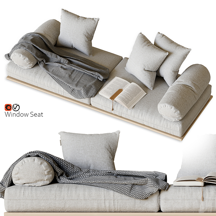 Window seat and cushions - Pillows - 3D model