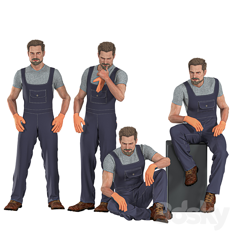 Mechanic Industrial Man Worker - Creature - 3D model