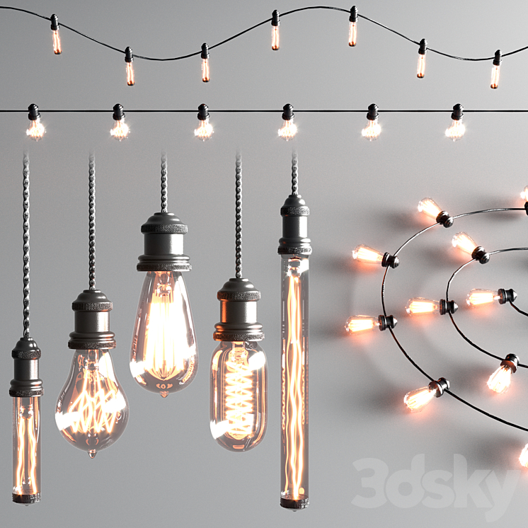 Editable garland - Pendant light - 3D model