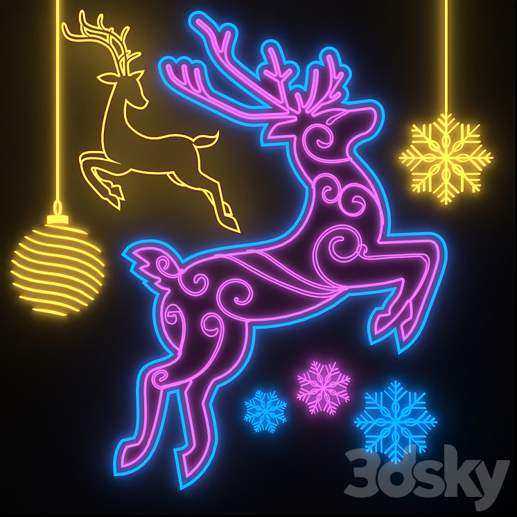 Neon Light Christmas Set2 - Neon - 3D model