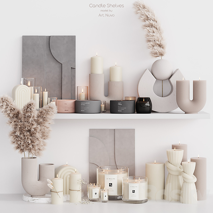 Candle Shelves - Decorative set - 3D model