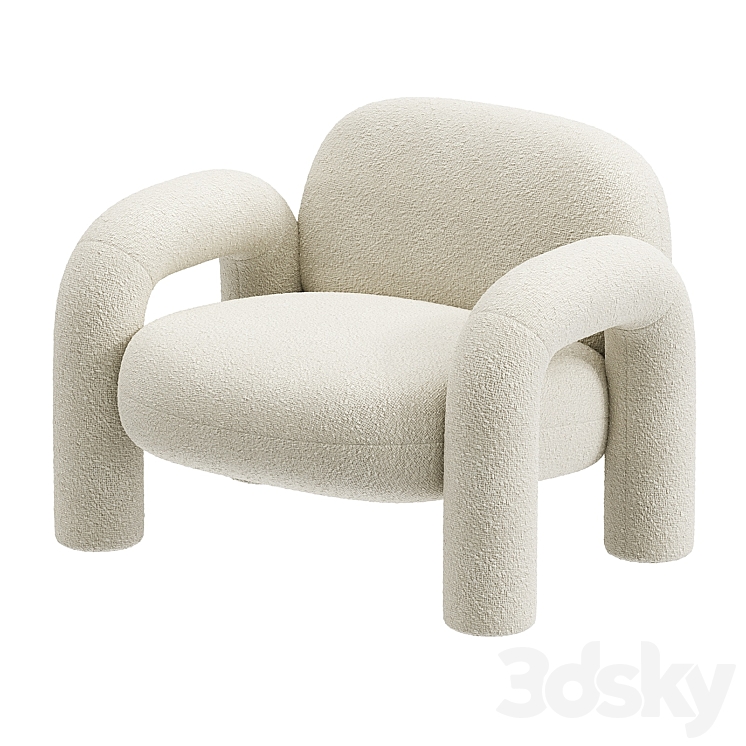 Bobo White Boucle Arm Chair - Arm chair - 3D model