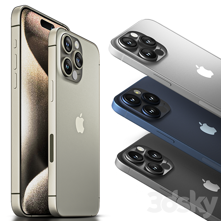 Apple Iphone 15 Pro And ProMax - Phones - 3D model