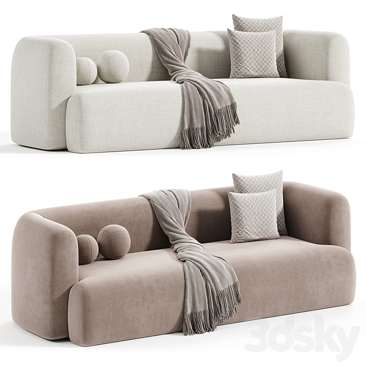 Brisa Flannelette 3 Seater Sofa - Sofa - 3D model