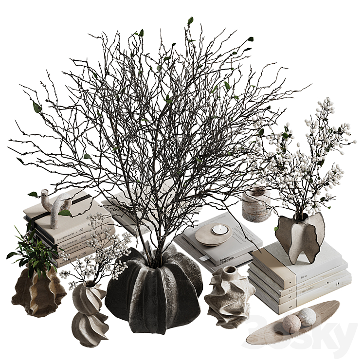 Decorative set with handmade vases - Decorative set - 3D model