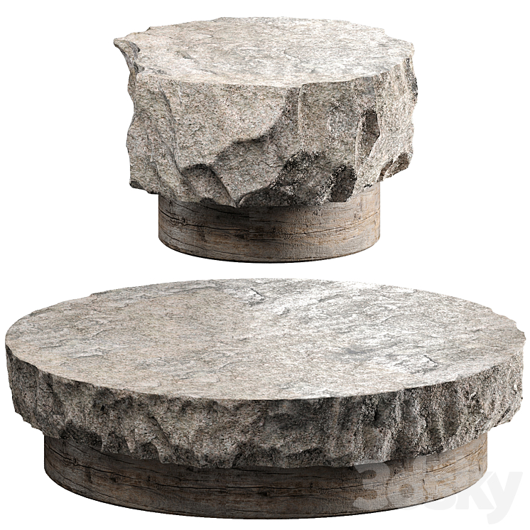 set table stone - Table - 3D model