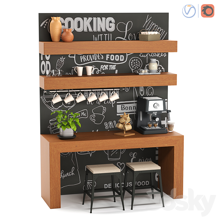 Cafe Set 01 - Restaurant - 3D model