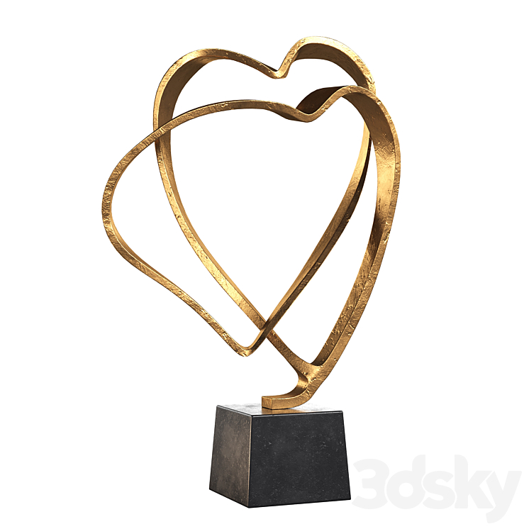 Pottery Barn Handcrafted Brass Hearts - Sculpture - 3D model