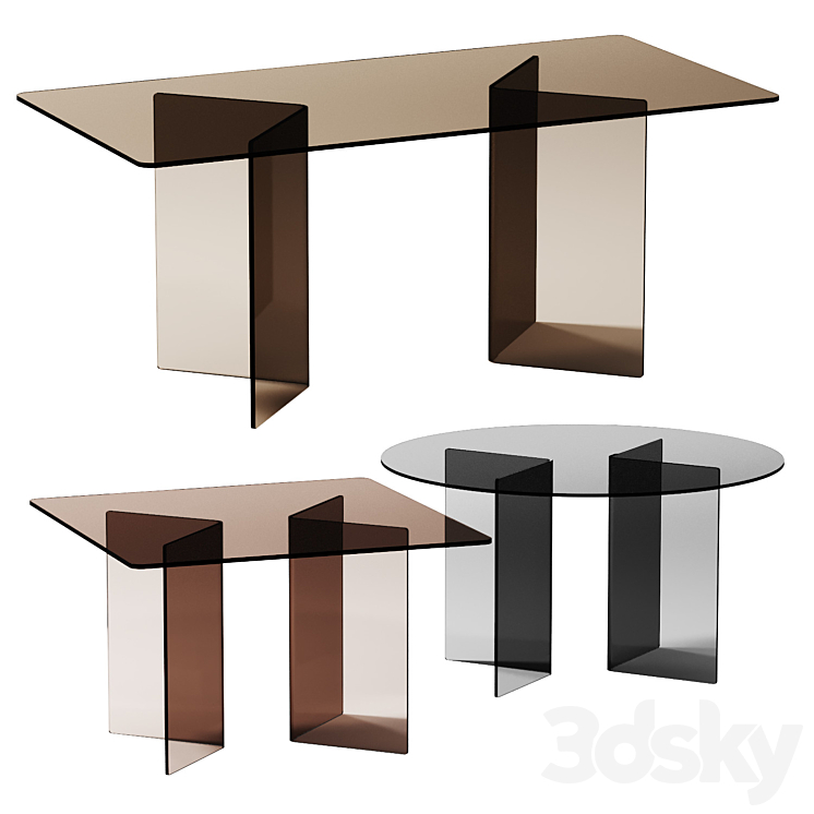 Fiam Italia CORNER Glass tables - Table - 3D model