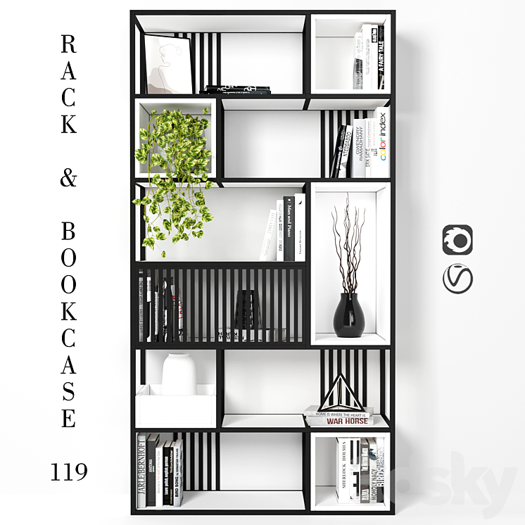 Rack and Bookcase 119 - Rack - 3D model