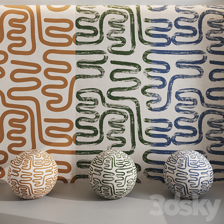 Wavy pattern on plaster - Wall covering - 3D model