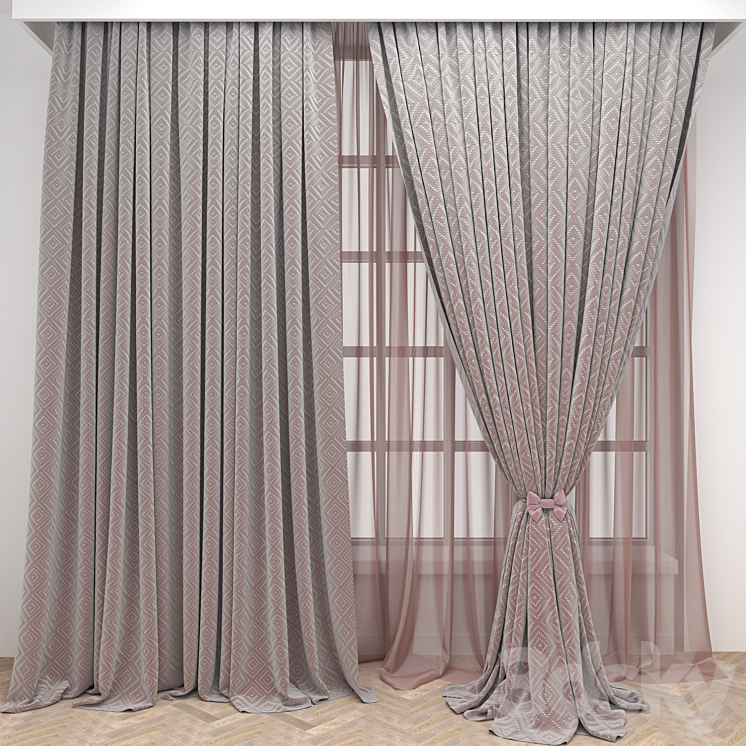Curtain N5 With Window - Curtain - 3D model