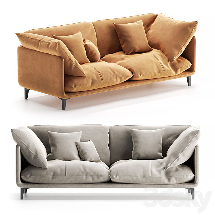 Wood Standard Modern Sofa by Litfad - Sofa - 3D model