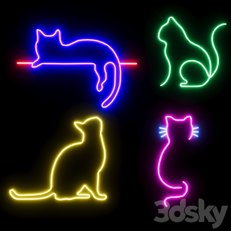Neon Cats Decor - Neon - 3D model