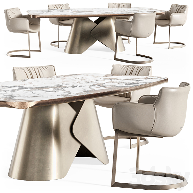 Scott ceramic table Rhonda chair - Table + Chair - 3D model
