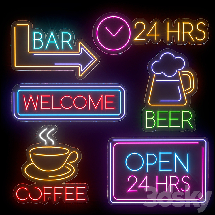 sign Neon Light modules Set 0021 - Neon - 3D model
