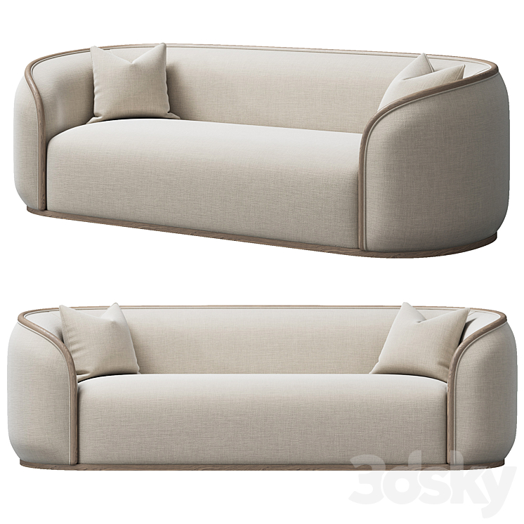 Repose Collection Wooden Upholstered Sofa - Sofa - 3D model