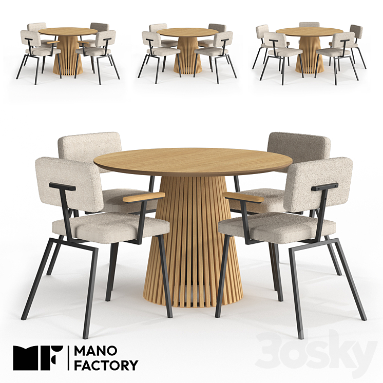 (OM) Dining group VOLAN WOOD+KRAB from MANO FACTORY - Table + Chair ...