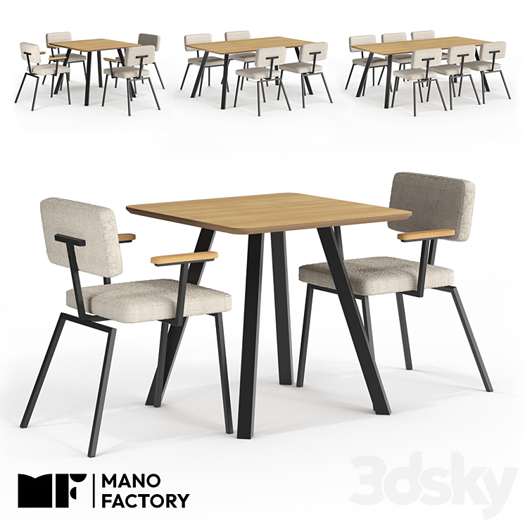 (OM) Table group MANTIS+KRAB from MANO FACTORY - Table + Chair - 3D model