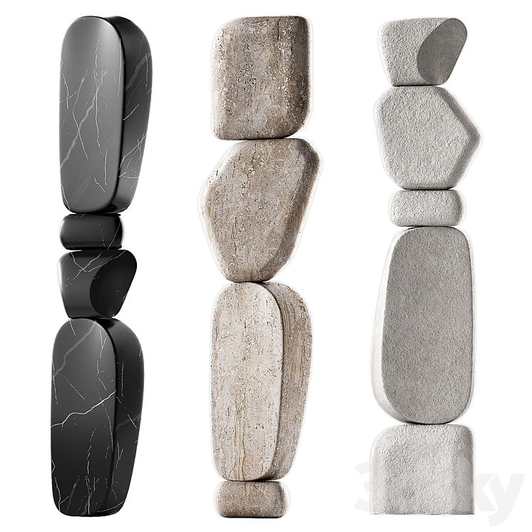 Standing Stone Pillars. Modern Abstract Sculpture 2. 3 material options ...
