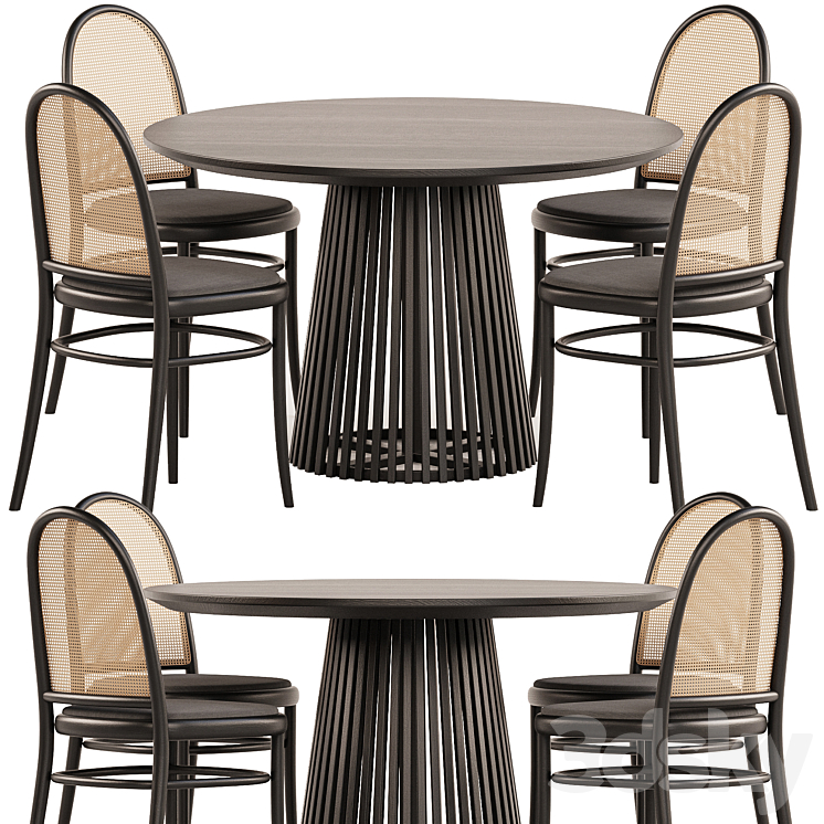 Dining Set 11 - Table + Chair - 3D model