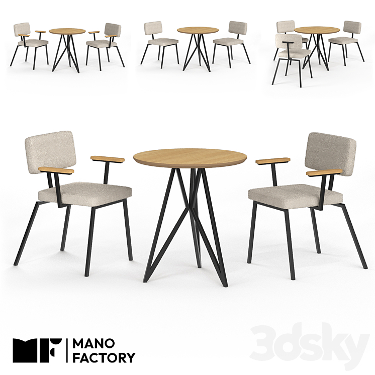 (OM) Table group FLY+KRAB from MANO FACTORY - Table + Chair - 3D model