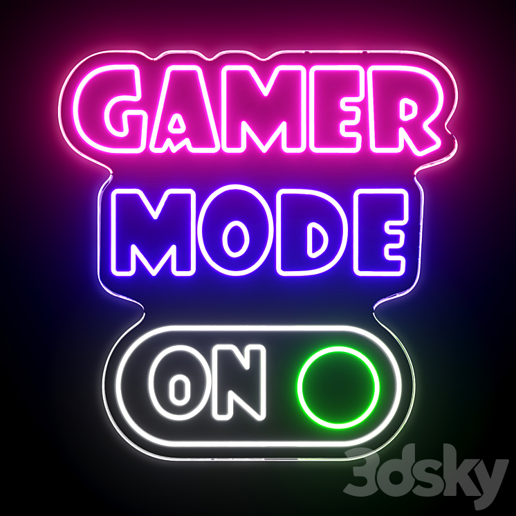 Gamer Mode On Neon Sign - Neon - 3D model