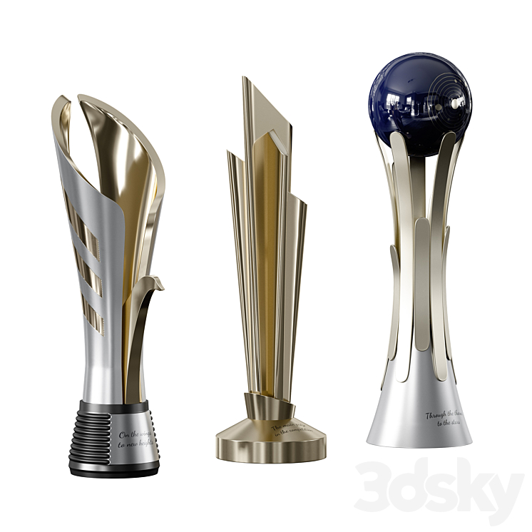Award cups trophies set - Decorative set - 3D model