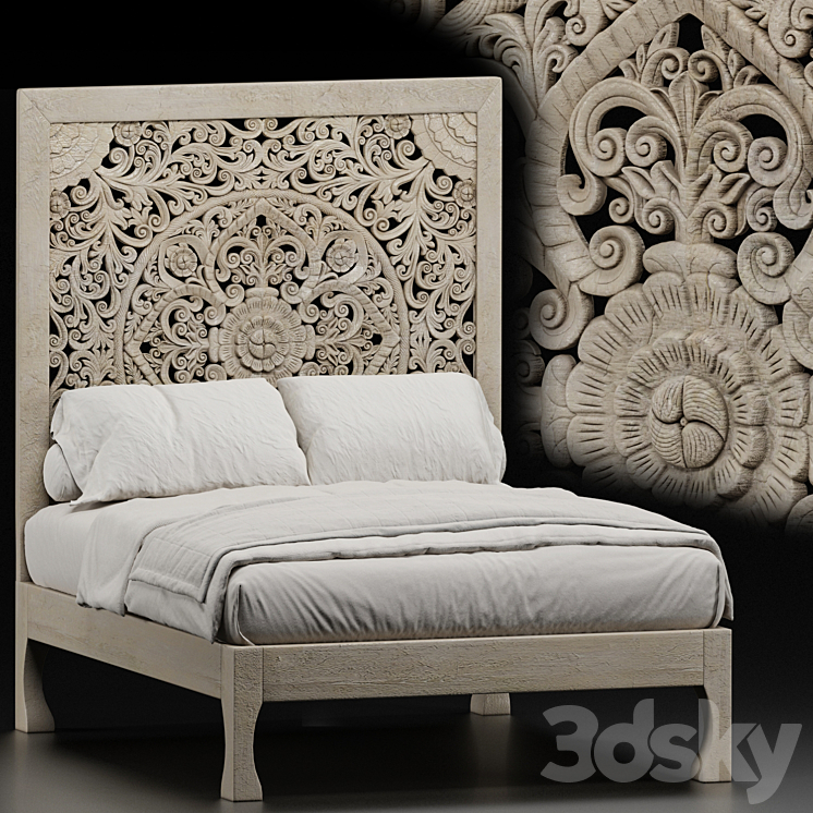 Bed_Handcarved mandala bed - Bed - 3D model